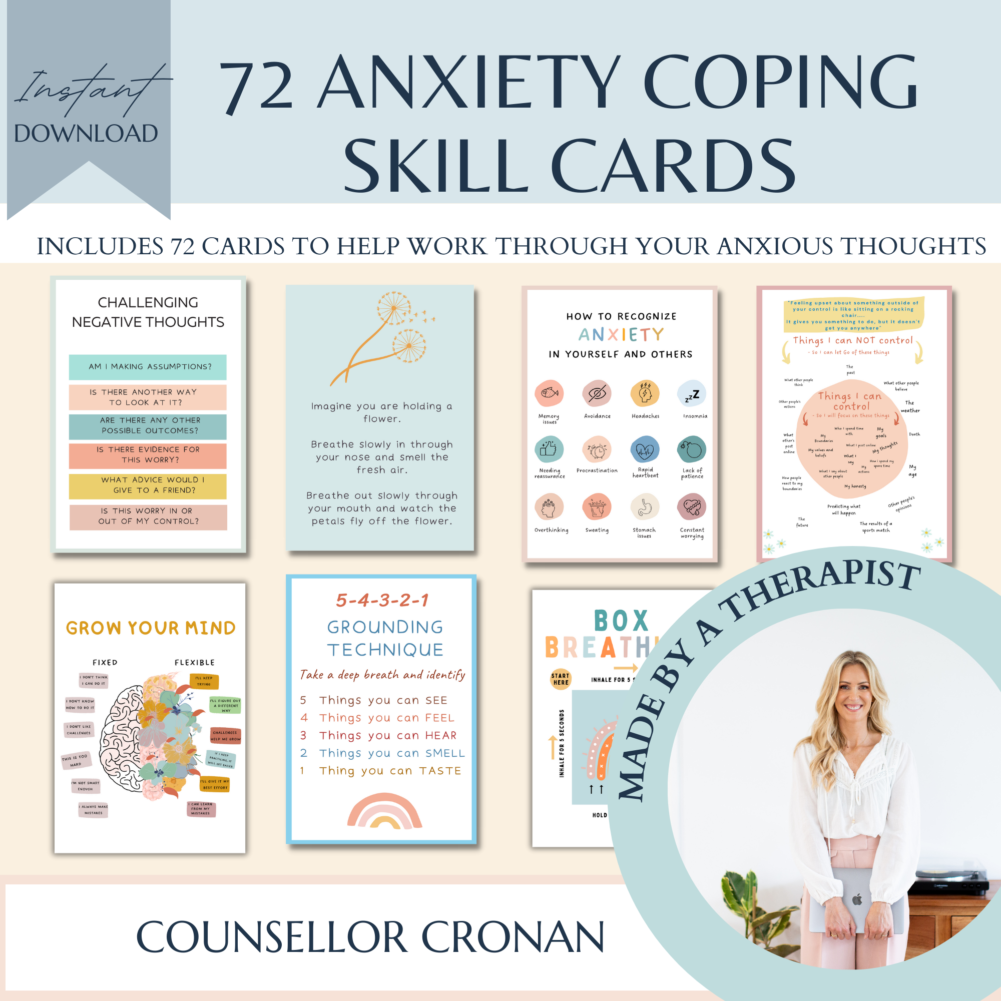 Anxiety Coping Skill Cards. Anxiety Relief Flashcards – Counsellor Cronan