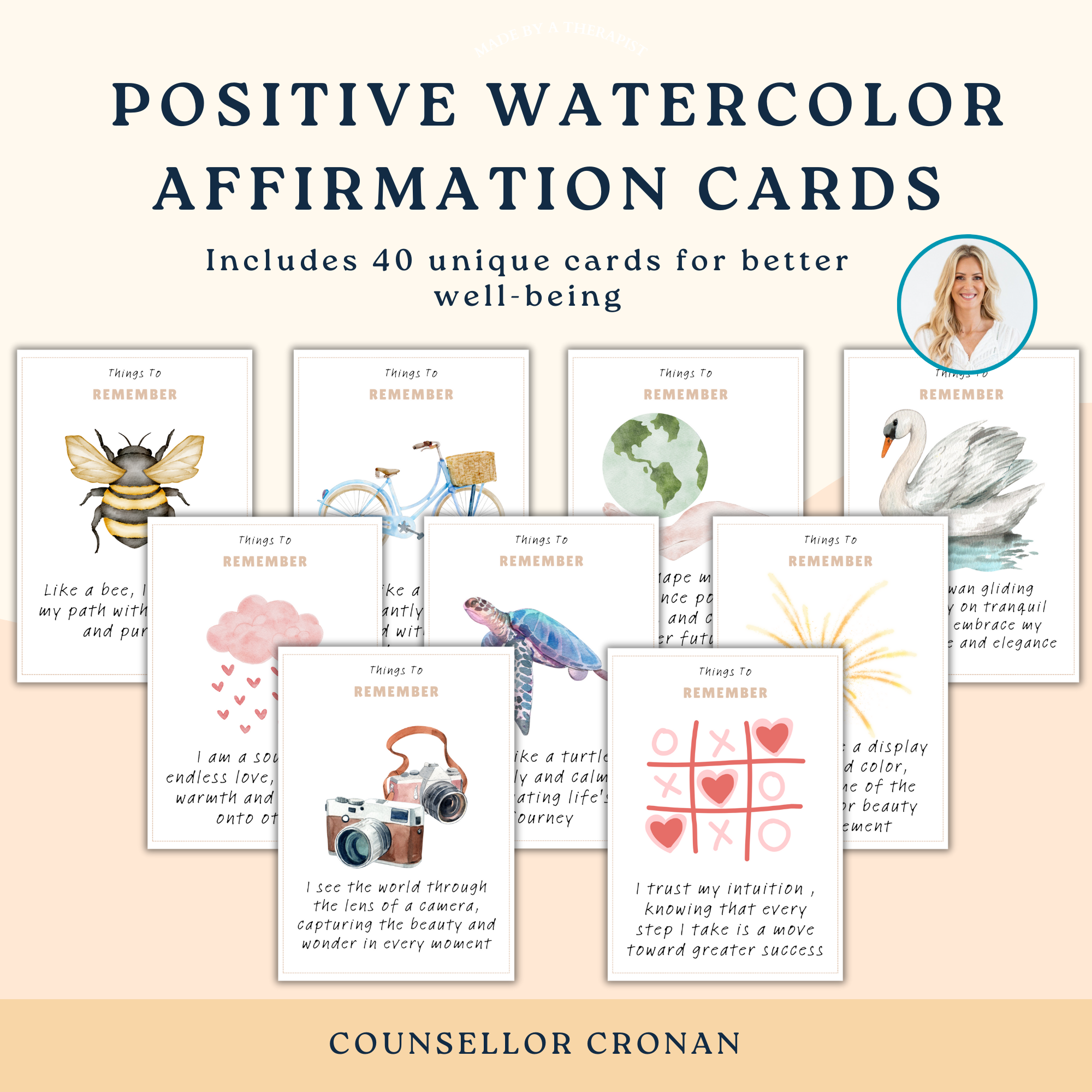 Positive Watercolor Affirmation Cards – Counsellor Cronan
