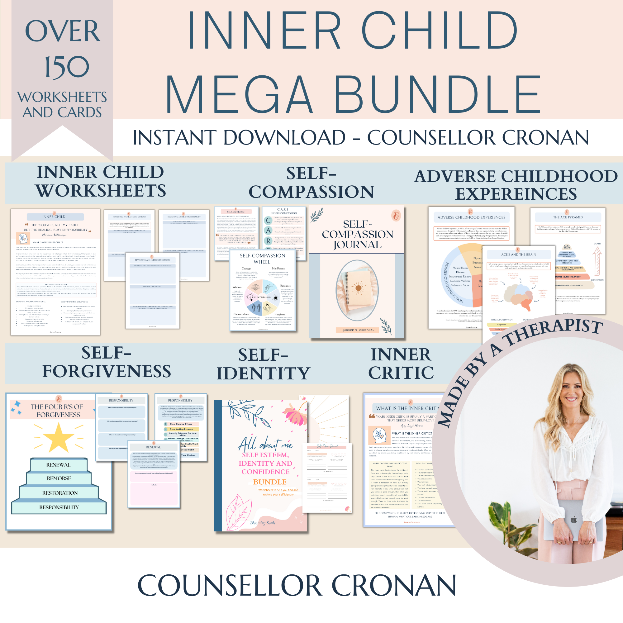 Inner-child wounds workbook bundle, Reparenting inner-child, Attachmen ...