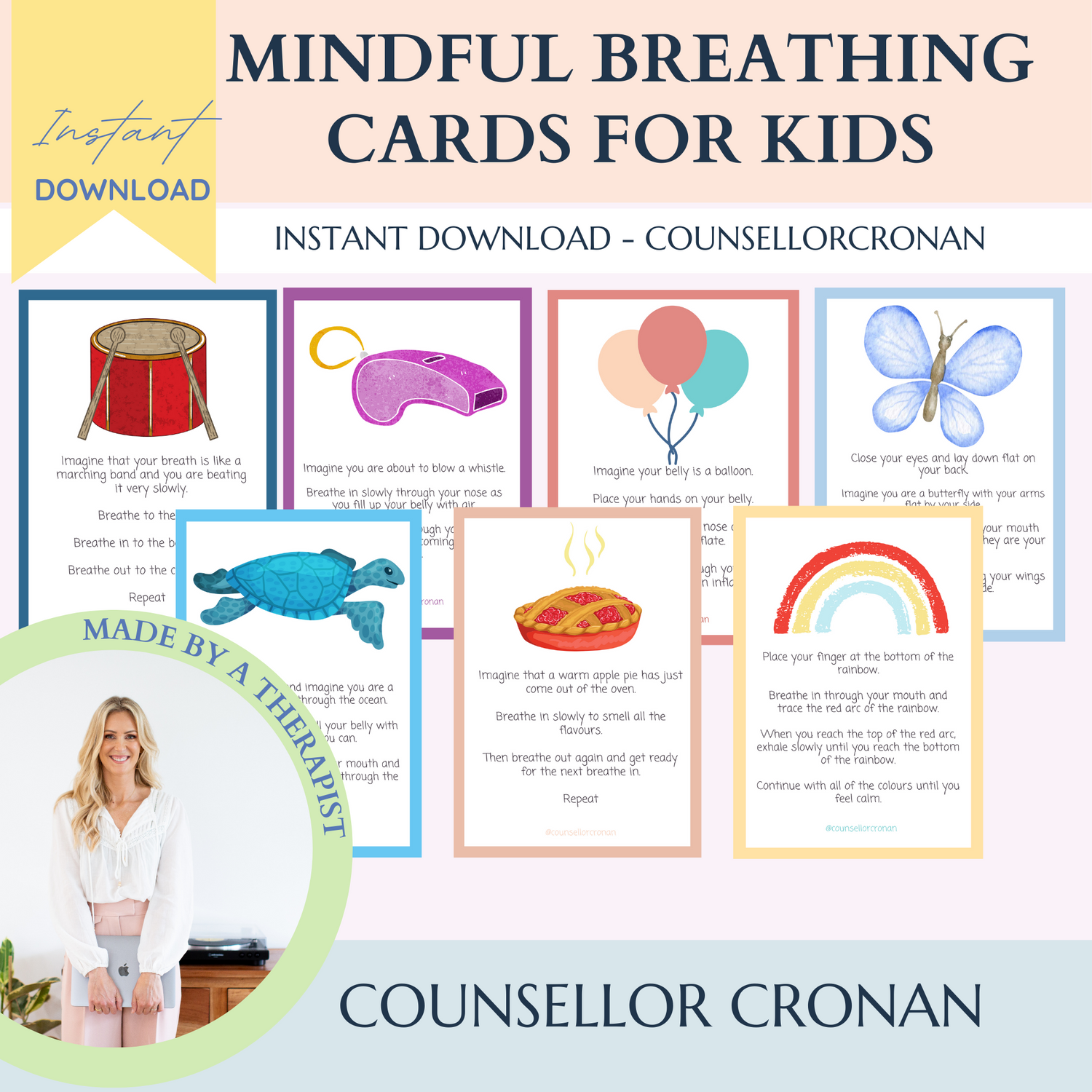 Mindful Breathing Flashcards. Self-Regulation. – Counsellor Cronan