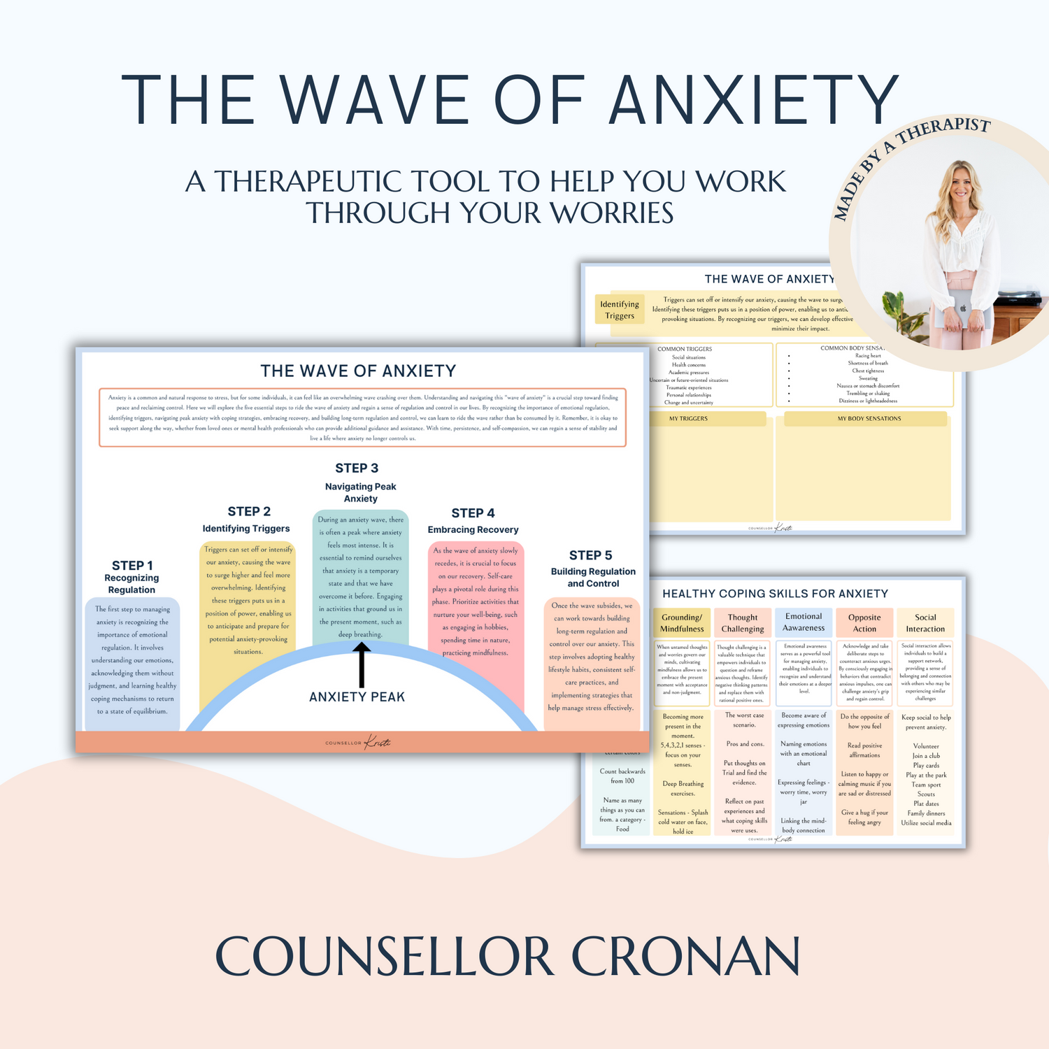 The wave of anxiety, therapeutic tool, therapy worksheet, anxiety trig ...