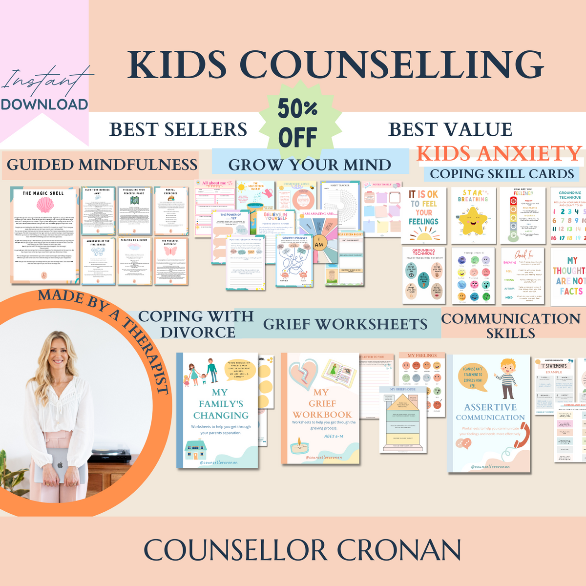 Essential Coping Skills Bundle. Therapy Worksheets. – Counsellor Cronan