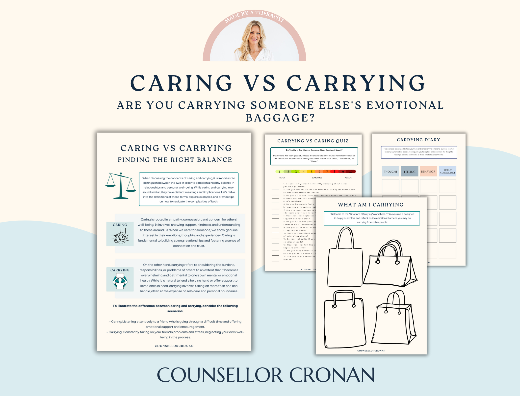Caring vs Carrying Workbook. An emotional baggage therapeutic tool. Bo ...
