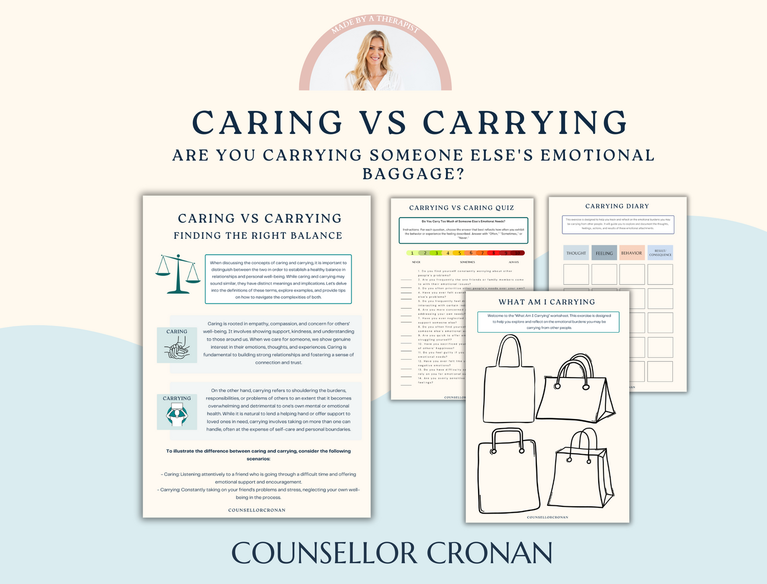 Caring vs Carrying Workbook. An emotional baggage therapeutic tool. Bo ...