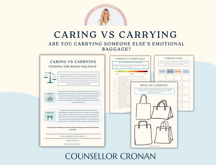 Caring vs Carrying Workbook. An emotional baggage therapeutic tool. Bo ...