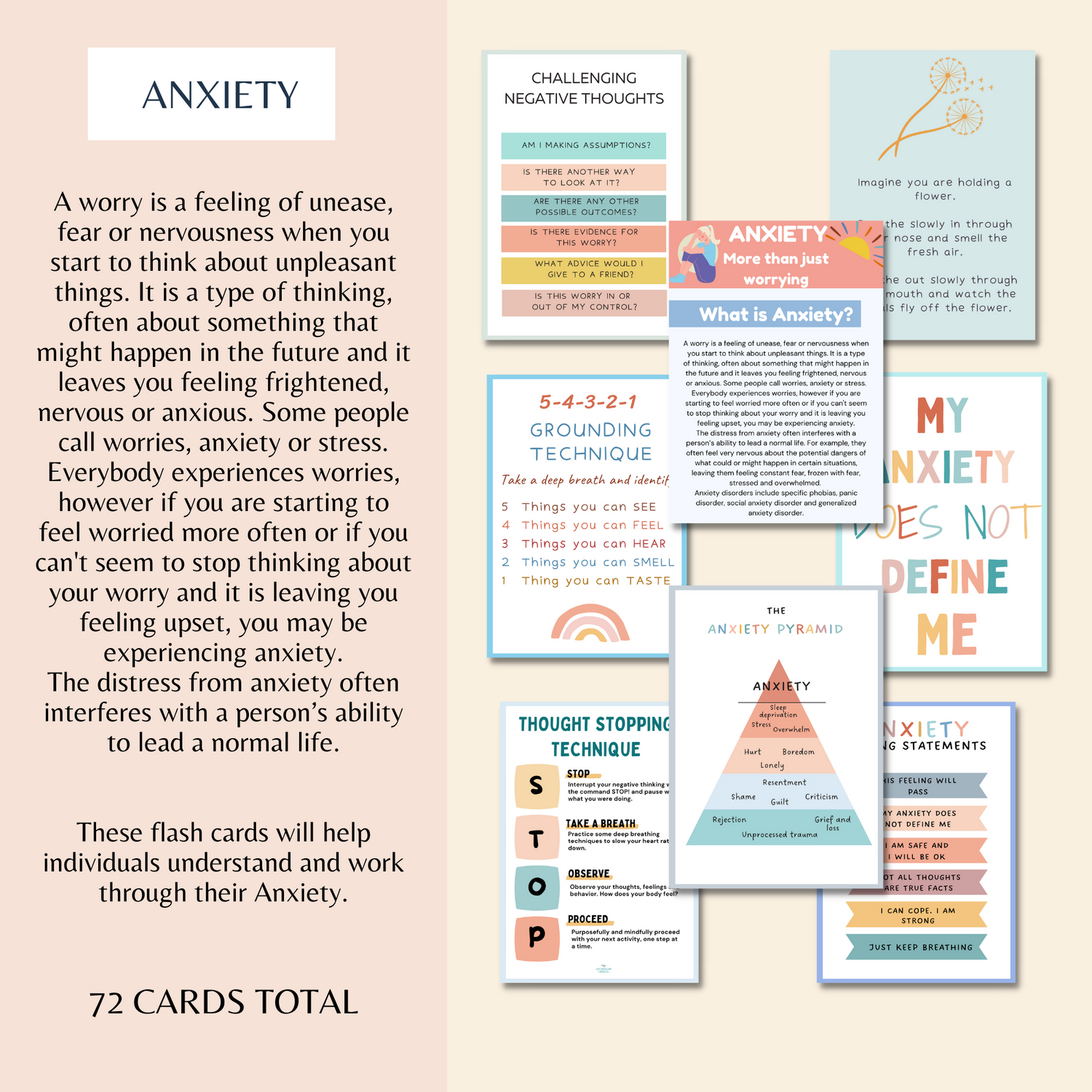 Anxiety Coping Skill Cards. Anxiety Relief Flashcards – Counsellor Cronan