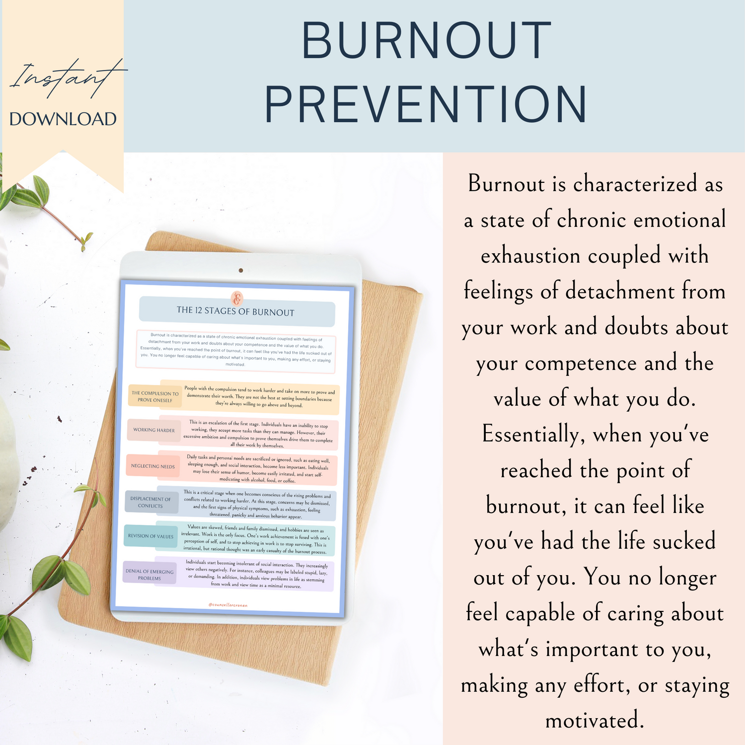 Burnout and Prevention Resource Pack - Stress Management Worksheets ...