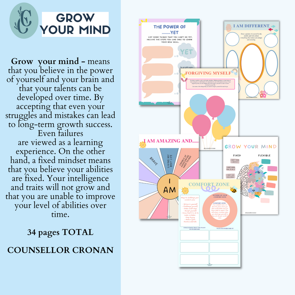 Growth Mindset Workbook. Improve Your Self-Esteem. – Counsellor Cronan