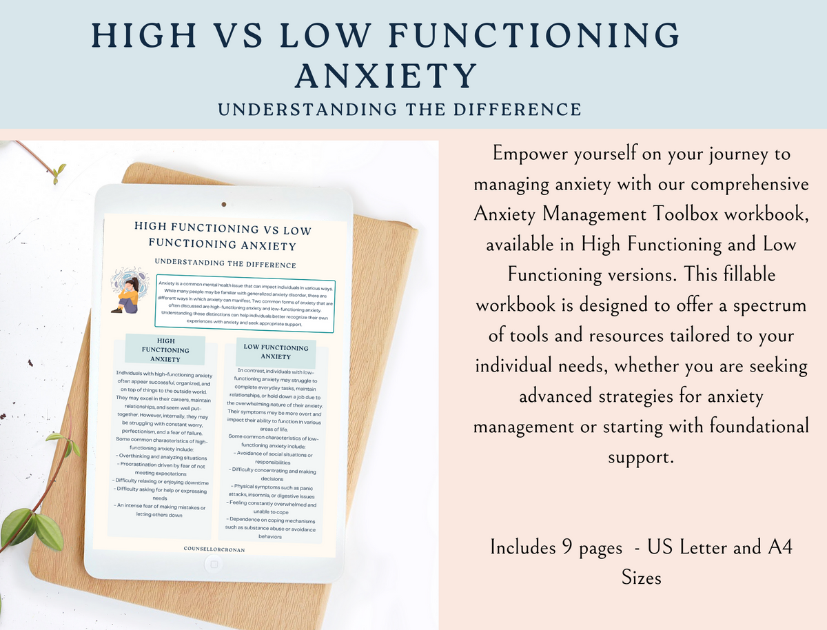 High vs Low Functioning Anxiety Worksheets. Helping you understand the ...