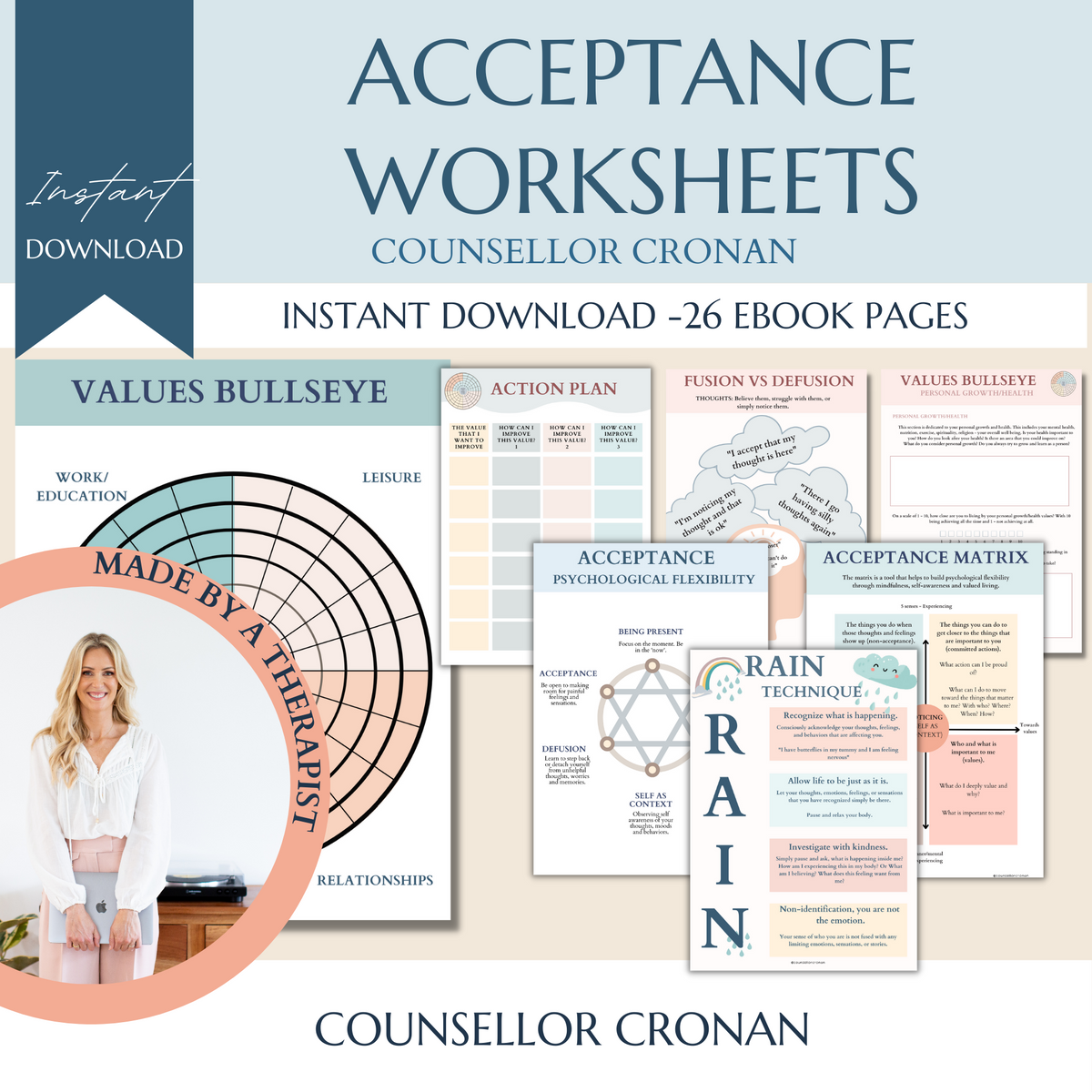 Acceptance and Commitment Therapy Mega Bundle Worksheets ACT ...