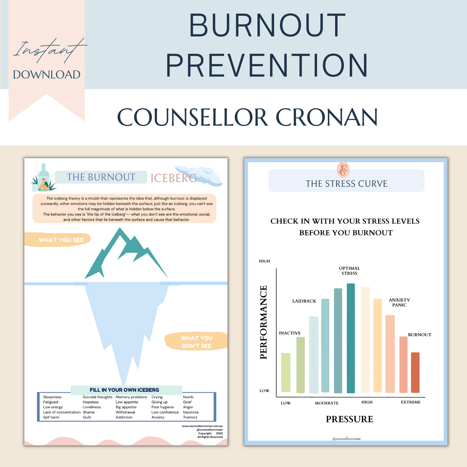 Burnout and Prevention Resource Pack - Stress Management Worksheets ...
