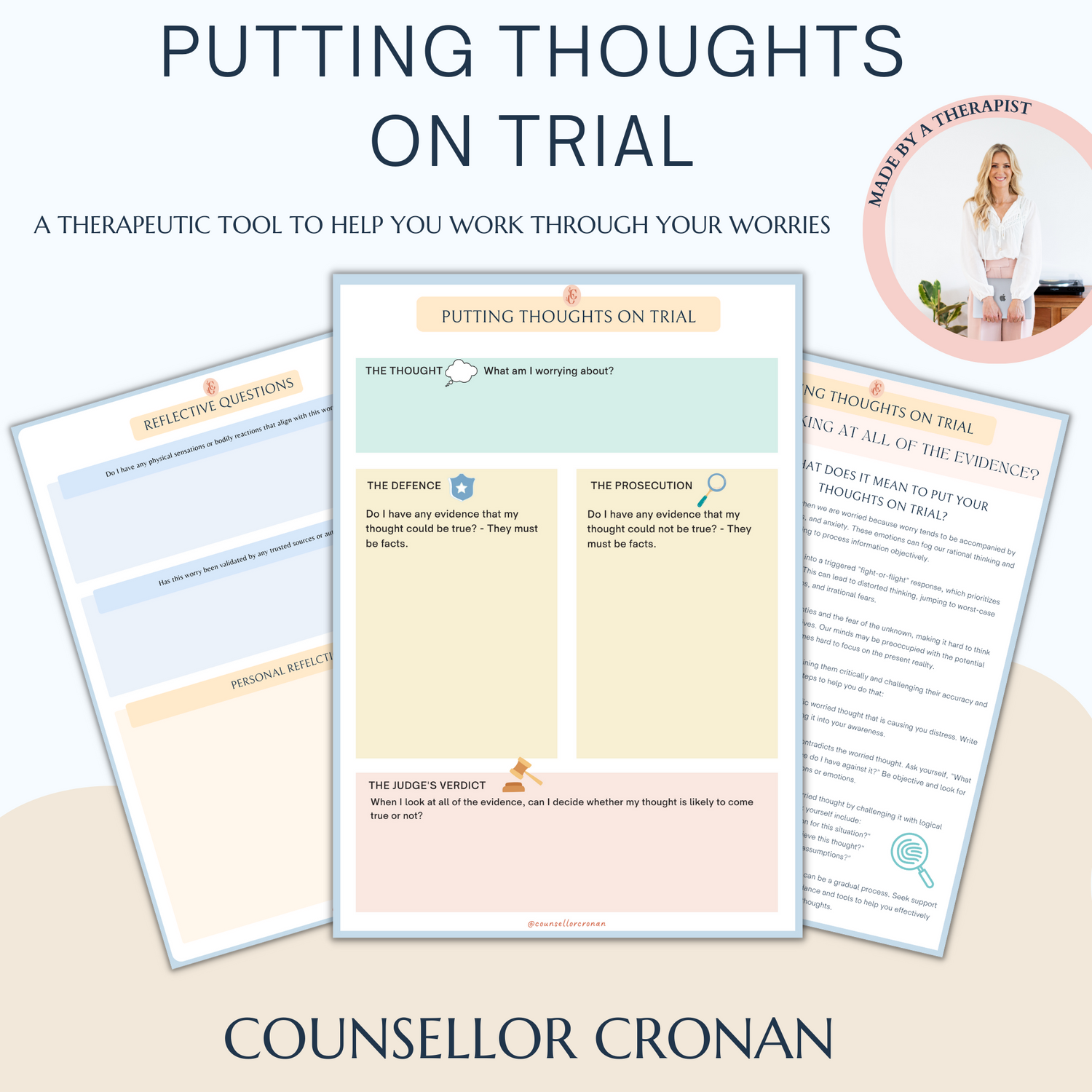 Putting Your Thoughts On Trial Worksheet - Thought Challenging Workshe ...