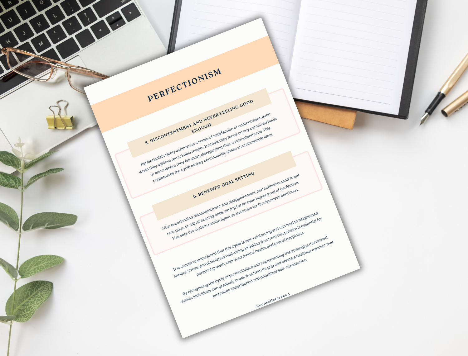 Break the cycle of perfectionism. Therapy worksheets. Therapist resour ...