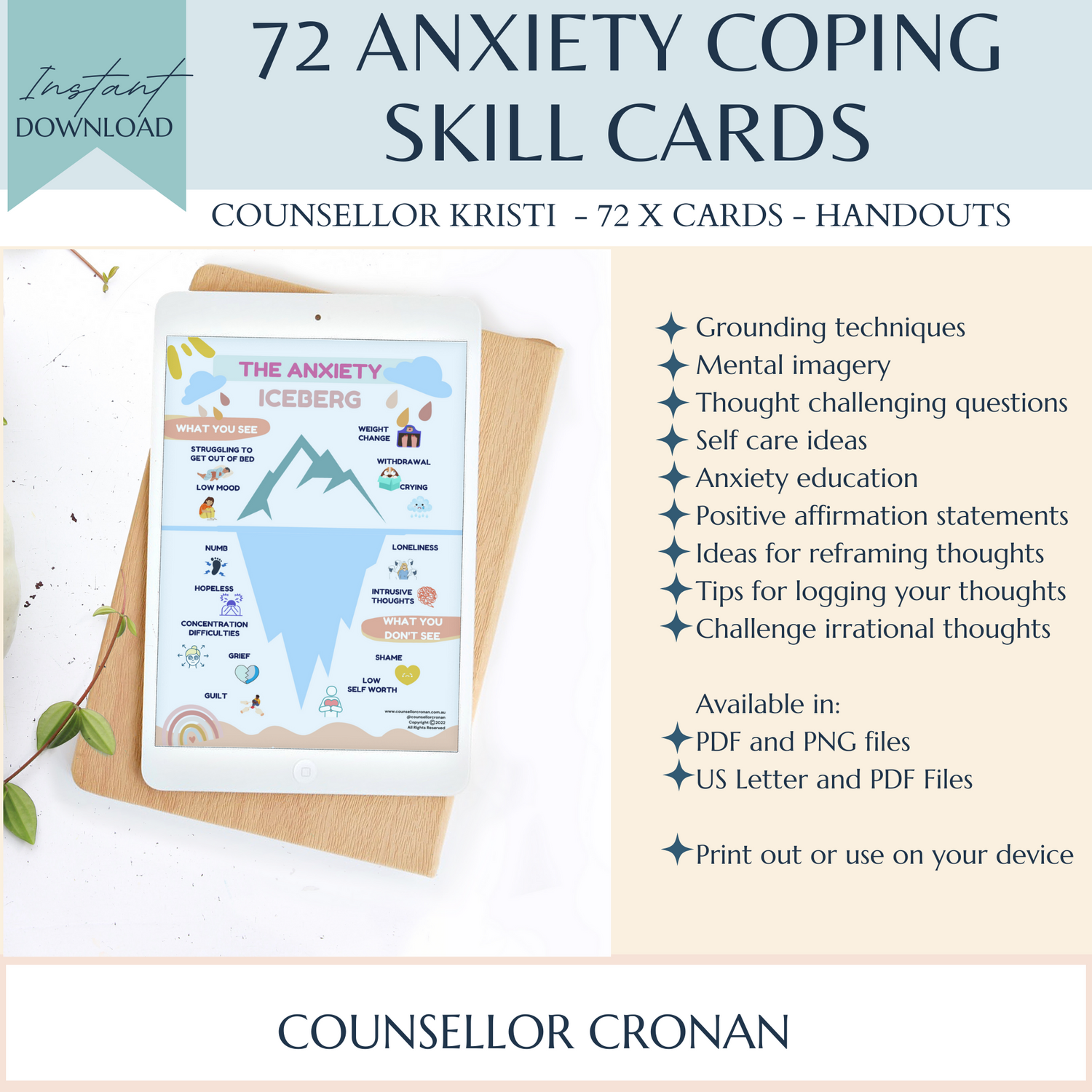 Anxiety Coping Skill Cards. Anxiety Relief Flashcards – Counsellor Cronan