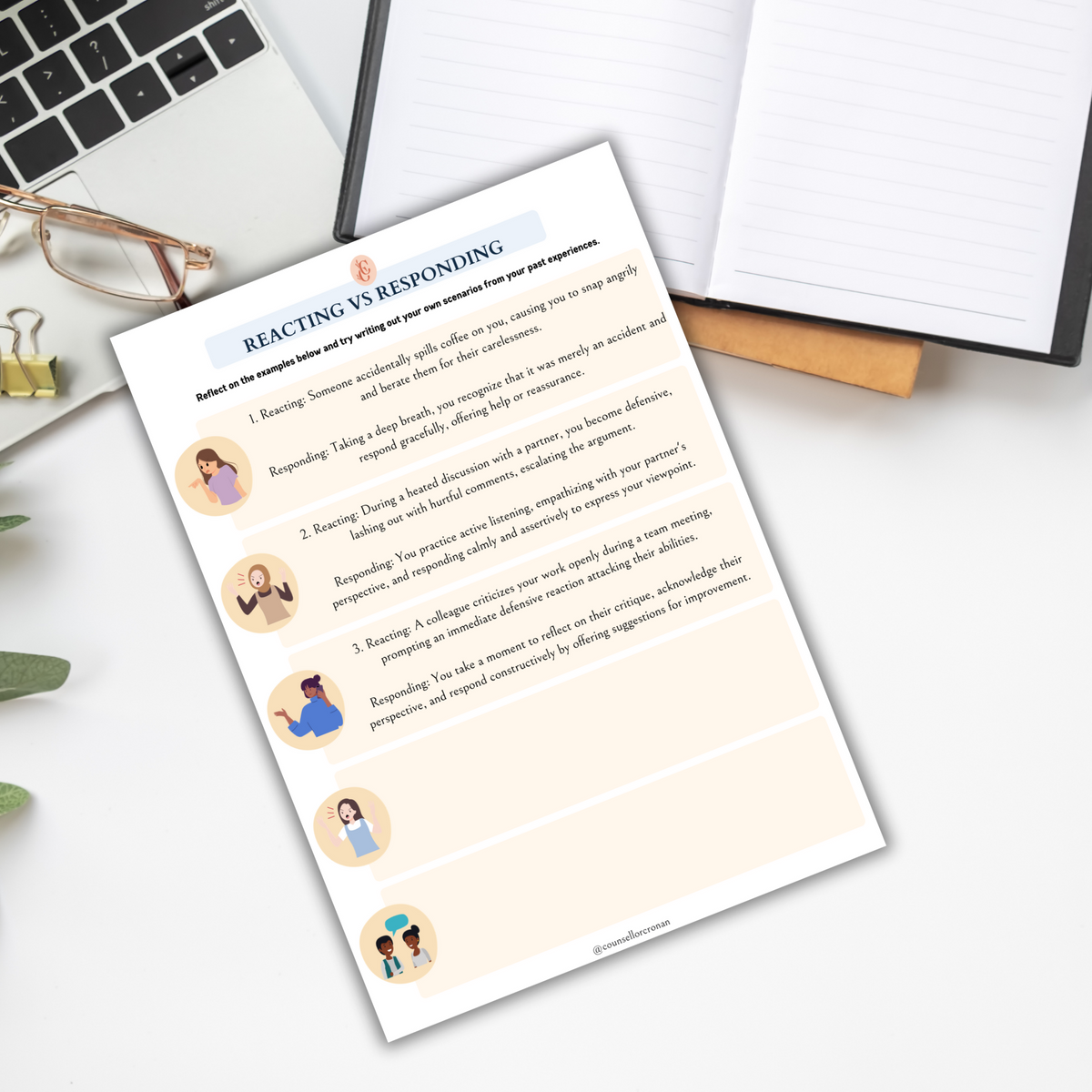 Responding Vs Reacting Worksheets. Conflict Resolution. – Counsellor Cronan